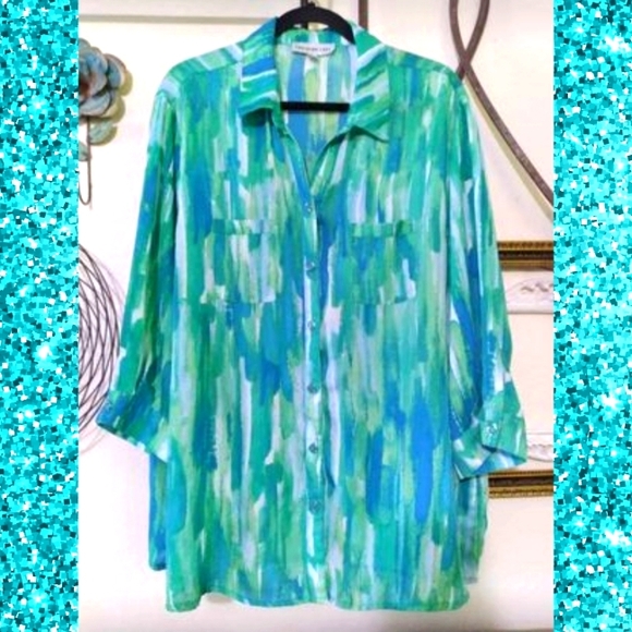 Southern Lady | Tops | 2x Southern Lady Beautiful Brush Stroke Blues ...